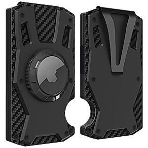 Mvgges Airtag Wallet(No Airtag), Slim Minimalist Wallet with Airtag Holder,Carbon Fiber RFID Blocking Wallet, Airtag Case,Smart Wallet for Men