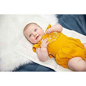 Lila Mae Baby Changing Mat - Wipeable, Portable Changing Pad, Travel Changing Mat for Baby or Small Toddler, Easy to Fold or Roll Up - Faux Leather (Herringbone)
