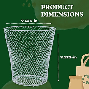 BOSS CLASS BCL Wire Mesh Round Waste Basket, 9in (White, Pack of 5) Lightweight Trash Can Open Top Wastebasket Recycling Bins Desk Office School Garbage Cans Home Essential & Custom Storage Carrier