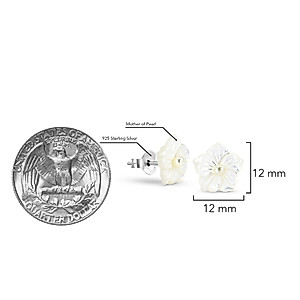 Flower of New Beginning Mother of Pearl Plumeria Earrings for Women Sterling Silver