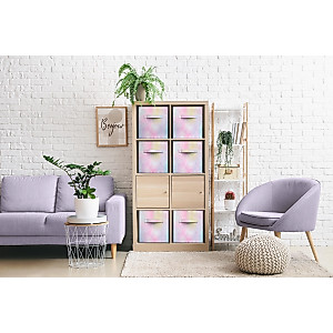 Sorbus Fabric Storage Cubes - 6 Foldable Tie Dye Storage Bins for Organizing Cubbies, Toy Box - Clothes Storage & Closet Organizer - 11 Inch Collapsible Cube Baskets for Shelves with Handle (Tie Dye)