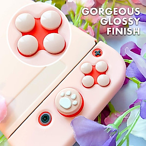 BelugaDesign Pastel Button Caps and D-Pad | Compatible with Nintendo Switch Standard OLED Joy-Con Controller Covers | Directional & A/B/X/Y Buttons - Pink