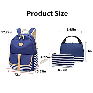 4 Piece Striped Student Backpack set Boys Girls School Bag Teen Leisure Travel Bag