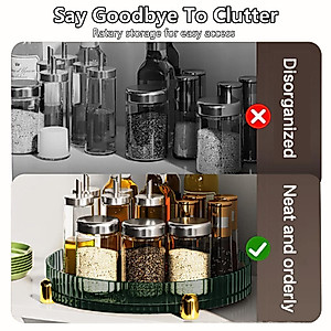 WJWSKI Lazy Susan Organizer,360 Degree Rotating Clear Lazy Susan Turntable for Cabinet with 4 Gold Non-Slip Base,11 Inch Spice Rack Organizer for Kitchen, Pantry, Cabinet, Table,Keeps Everything Neat