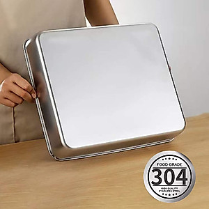 Baking Sheet with Rack Set [1Cookie Sheets + 1 Cooling Racks], TCOOME Stainless Steel Baking Pan and Grill Rack -Non Toxic & Healthy Oven Pan,Heavy Duty&Rust & Warp Resistant (Medium)