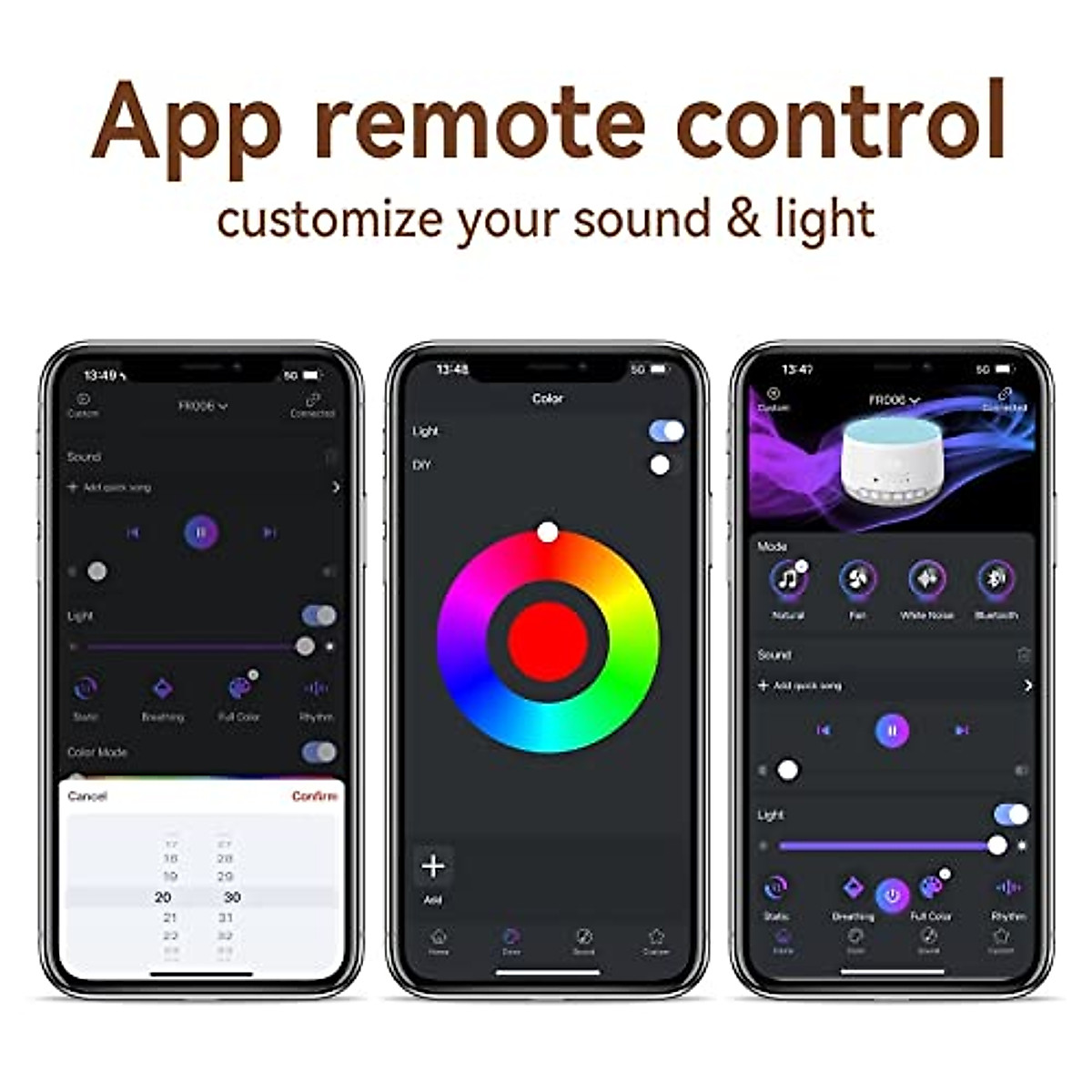 Vtechvat Sound Machine Baby Sound Machine for Sleeping, White Noise Machine with App Control 7 Color Night Light 30 Soothing Sounds Adjustable Volume and Brightness Noise Machine for Baby Adults Kids