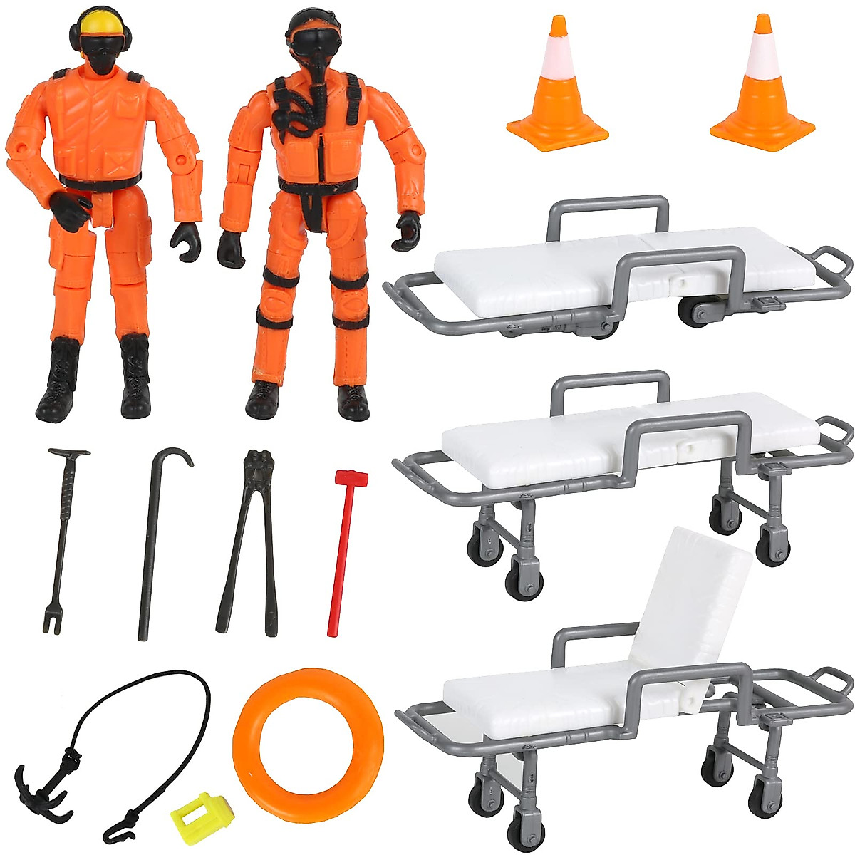 Click N' Play Toy Helicopter Set, Coast Guard Rescue Helicopter for Kids, 13-Piece Play Set Including Coast Guard Action Figures & Accessories, Orange