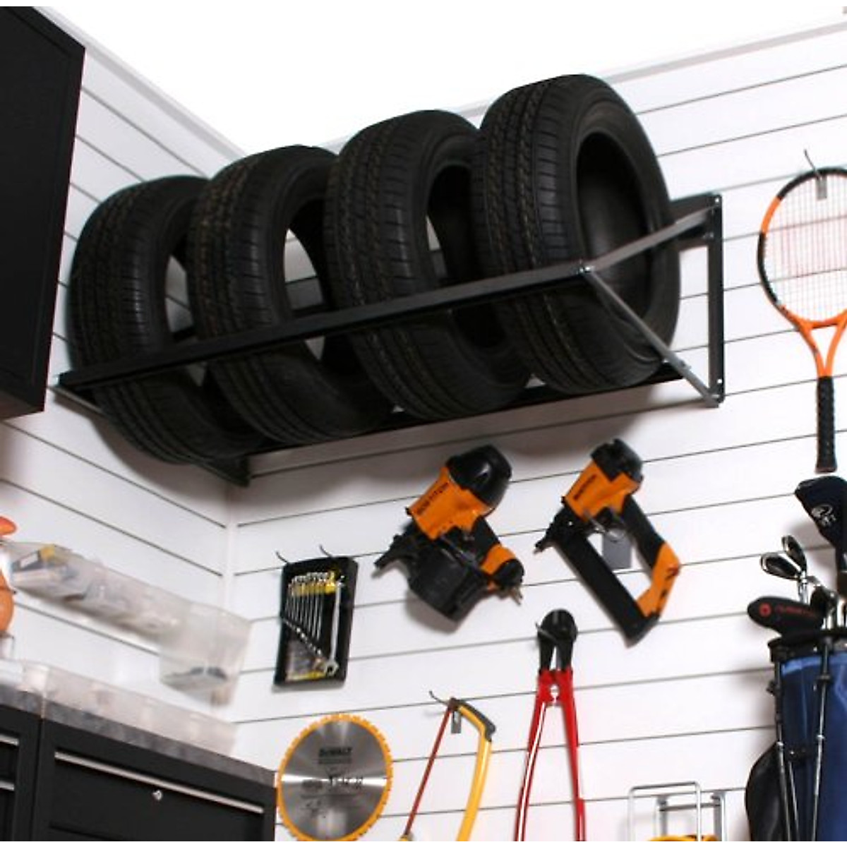 Proslat 10026 Steel Tire Storage Rack Wallmount, 48-Inch Wide