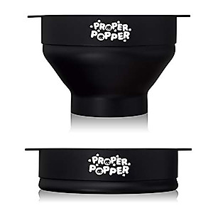 The Original Proper Popper Microwave Popcorn Popper, Silicone Popcorn Maker, Collapsible Bowl BPA Free & Dishwasher Safe - (Black)