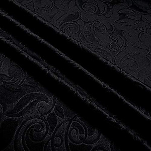 Embossed/Brocade Velvet Scroll by Unique Quality Fabrics - Fabric for upholstering Furniture, Pillows, tablecloths, Crafts, Sewing, Draping (Cut by The Yard, Black)