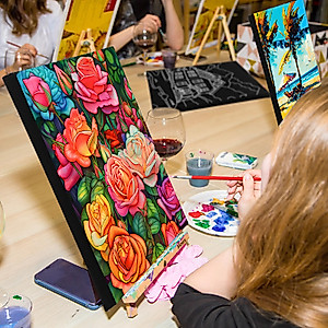 Qilery 12 Pcs Pre Drawn Canvas for Painting 8 x 10 Inch Pre Printed Canvas for Painting Pre Stretched Canvas Paint and Sip Kit for Kids Adults Student Artist Birthday Gift Paint Party Favor (Black)