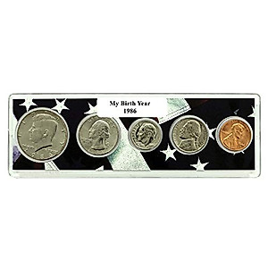 1986-5 Coin Birth Year Set in American Flag Holder Uncirculated