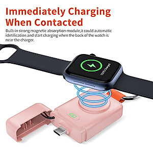 Portable Wireless Charger for Apple Watch,HUOTO iWatch Charger 1400mAh Smart Keychain Power Bank,Portable Magnetic iWatch Charger for Apple Watch Series 9/8/7/6/SE/5/4/3/2/1/UItra/UItra 2