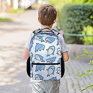 CUNEXTTIME Shark Backpack for Girls Boys, 16 Inch Blue Backpacks for School, Cute Lightweight Durable Bookbag for Kids