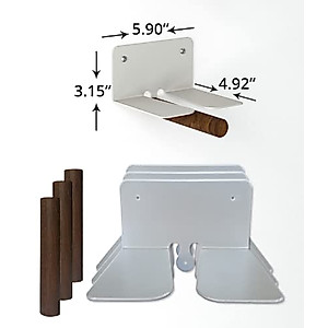 Decorative Invisible Floating Bookshelf with Wooden Rod, Wall Mounted Metal Book Organizer Shelf, for Home, Office, Library, Study, Livingroom, Bedroom, Set of 3 Walnut.