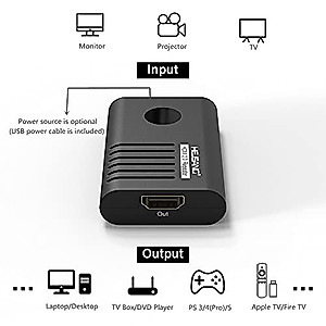 HDMI Booster 2.0, HEJSANG 4K 60Hz 1080P 3D HDMI Amplifier Repeater, HDMI Signal Booster 18Gbps Bandwidth HDCP 2.2 HDMI 2.0
