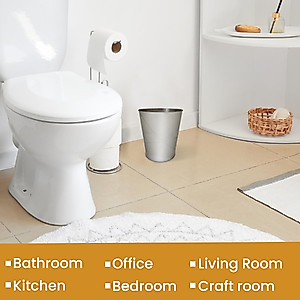 Shirin Packaging Metal Trash Can Small Metal Trash Can for Office Stainless Steel Bathroom Trash Can Garbage Recycle Bin Office Trash 9.4" x 9.4" x 10.9" Diameter 22cm - 8.6"