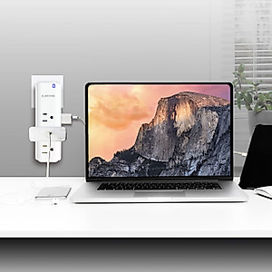 Wall Outlet Extender Surge Protector ZLMHONE 9AC Multiple Plug Outlet and 2 USB Charging Ports, 3-Sided Spaced Widely Wall Outlet Extender with Rotating Plug for Home, Office, Travel