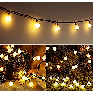 OxyLED Solar String Lights Outdoor Garden Waterproof, 120 LED 66 Ft Globe String Lights Bedroom Indoor Decorative 8 Modes Fairy Lights USB Rechargeable for Patio Backyard Party Wedding Warm White
