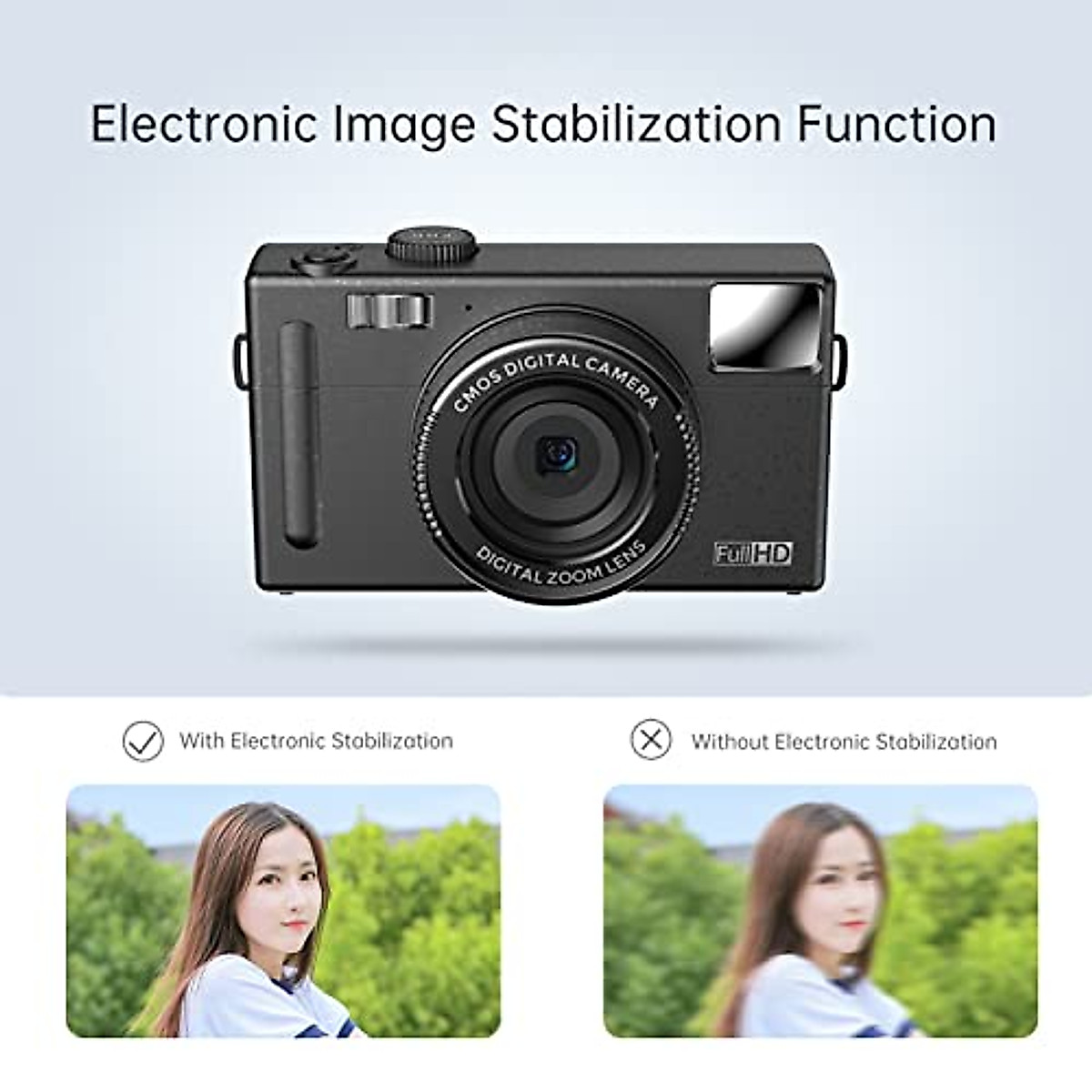 Camnoon 1080P Compact Digital Camera 48MP 3.0 Inch LCD Screen Auto Focus 16x Digital Zoom Anti Shake Smile Capture, Beauty Built-in Flash Battery Selfie Mirror Kids Teen Friends