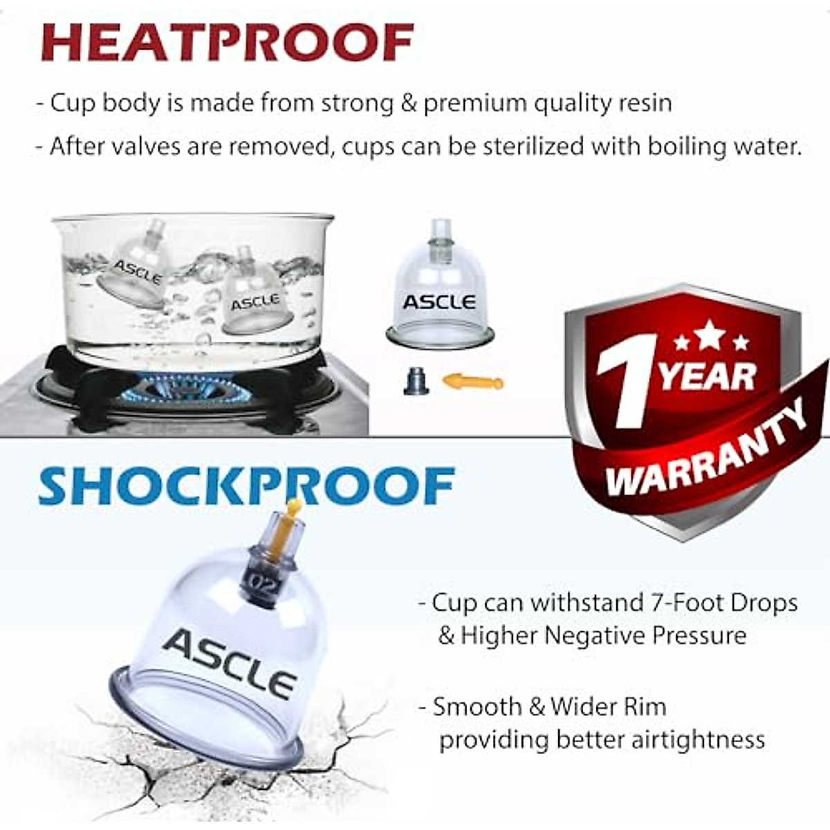 ASCLE Super Cupping Set, Shockproof Heatproof Extra Thick Cups, Water Repellent Shockproof Professional Carrying Case, 20 Cups