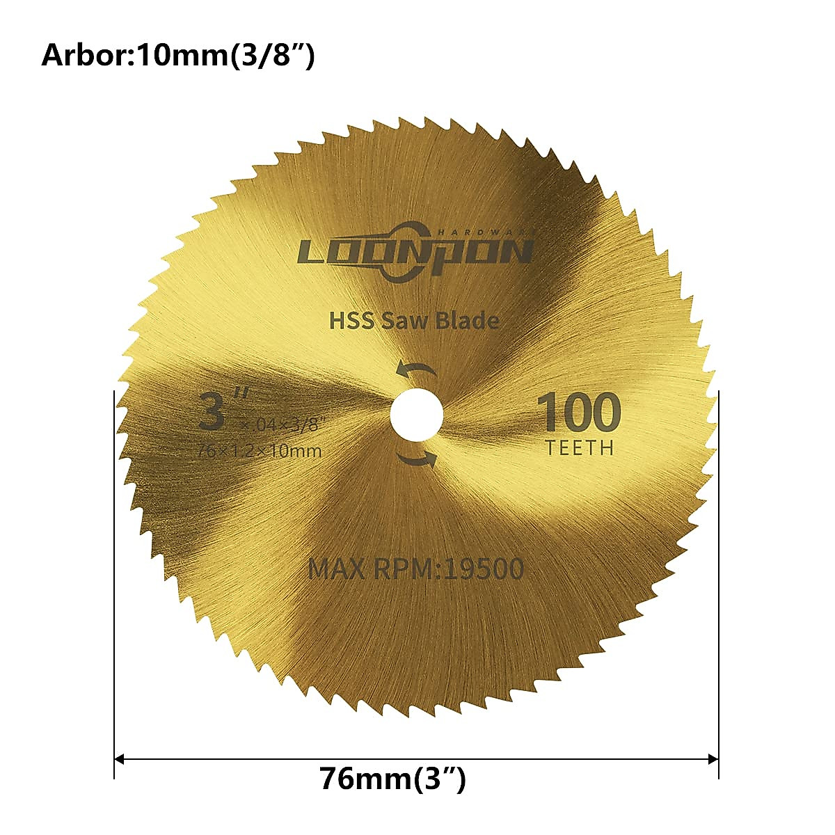 3 Inch Circular Saw Blade with 3/8 Inch Arbor, 100-Tooth HSS Saw Blade for Wood Plastic Metal Cutting (1 Pcs - Upgraded)