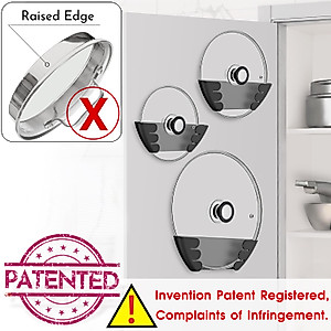 Universal Pot Lid Organizer for Cabinet - Upgraded Patented Niceyos 6 Pack Pan Lids Organizers Inside Door Wall Mount Pots Top Storage Rack Holder Kitchen, Fits 6" to 13" (Black)