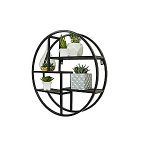 6 tier Black Round Floating Shelves, ABN5E094S-BLK