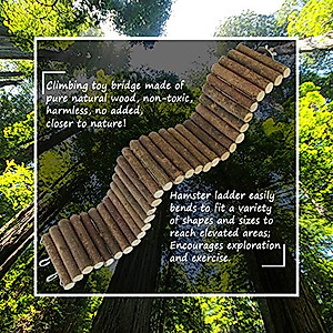 Rat Bendy Long Suspension Bridges,Guinea Pig Bendable Tunnel,Gerbil Wooden Ramp,Chinchilla Cage Large Climbing Ladder,Natural Wood Chews Toys for Small Animal,Rodents,Mouse,Hedgehog,Dwarf Hamster