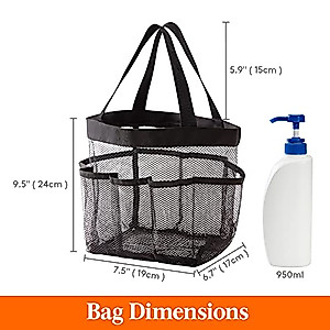 Lifewit Mesh Shower Caddy Portable Shower Tote Bag for College Dorm, Bathroom, Gym, Travel, Quick Dry Hanging Shower Organizer with 7 Storage Pockets for Bathroom Toiletry Essentials, Black
