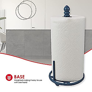 Home Basics Iris Freestanding Cast Iron Paper Towel Holder with Tear Bar, Slate (1)