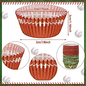 300 count Football Cupcake Liners Football Cupcake Wrappers Paper Muffin Cupcake Baking Cups Football Grease Resistant Fluted Boy Baby Shower Cupcake Liners for Birthday Party Decorations, 2 Styles