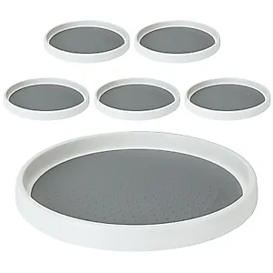 FVIEXE 6PCS Non-Skid Cabinet Lazy Susan Turntable 10 Inch, 360 Degree Rotating Kitchen Spice Rack Spinning Lazy Susan Turntable Organizer, Pantry Countertop Vanity Bathroom Display Stand White/Gray