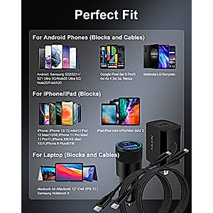 Fast C Type Charger Kit for Samsung Galaxy S23 S22 S22+ S21 Ultra 5G S20 S10 S10E A51 A71 Note 20 Tab S8 Google Pixel 7 Pro 7 6a 6 6Pro, 20W PD Wall Plug+30W Car Adapter+2 x 60W C to USB-C Cables-6Ft