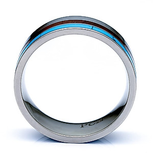 PCH Jewelers Turquoise and Koa Wood Ring set in Titanium High Polish Wedding Bands 8mm Comfort Fit (10)