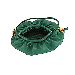 Women's Chain Pouch Bag Cloud-Shaped Dumpling Clutch Purse Ruched Fashion Trendy Shoulder Crossbody Handbag Chain Link Bag (Green)