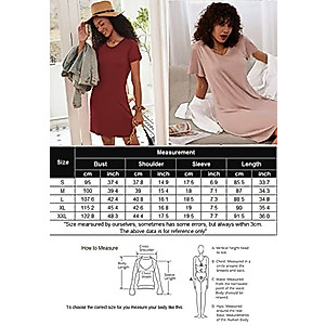 Ekouaer Sleepshirt Women 2 Packs O Neck Nightgown Cute Boyfriend Night Shirt Soft Loose Sleep Dress
