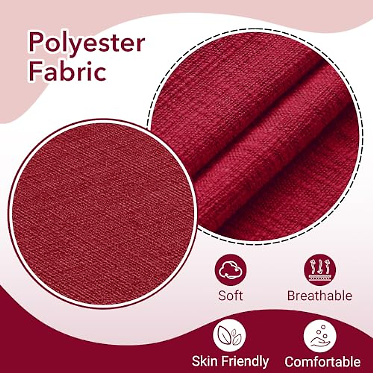 downluxe Indoor Chair Cushions for Dining Chairs, Soft and Comfortable Textured Memory Foam Kitchen Chair Pads with Ties and Non-Slip Backing, 16" x 16" x 2", Red, 6 Pack