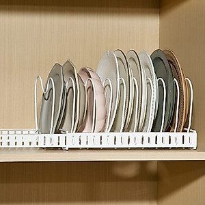 SUNFICON Pans Organizer Rack 2 Pack Pot Lids Holder Bakeware Platters Dishes Cutting Board Storage Stand 10 Adjustable Expandable Compartments Kitchen Countertop Pantry Cabinet, Black