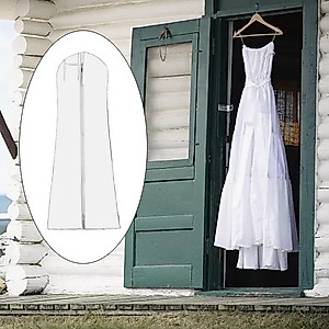 CALIDAKA White Wedding Dress Garment Bag, Washable Clear Lightweight Garment Bags for Long Prom Puffy Bridal Gown Dress Storage (Size:180cm/70.87inch)