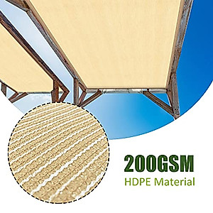 Hanjet 90% Sun Shades Cloth Outdoor for Garden, 6.5 x 10 Feet, Water Permeable & UV Resistant Shade Sail for Patio, Balcony, Trampoline and Canopy, Beige