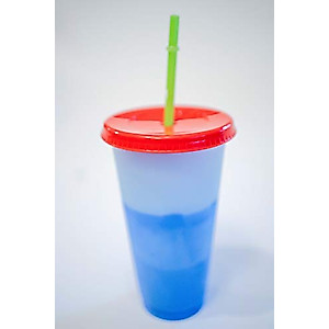 Color Changing Cups: 24oz Cold Cups - 5 Reusable Cups, Lids and Straws - Stocking Stuffers - Christmas Present, Set of 5, …