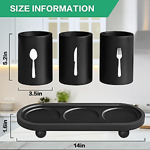 Updesign Silverware Holder with Tray, Kitchen Utensil & Silverware Caddy Organizer Bin Holder for Forks, Spoons, Knives, Utensil Holder Silverware Cutlery Flatware Organizers for Kitchen