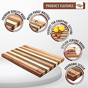 Mini Wood Cutting Board, Small Rustic Serving Board, Multi Wood Cheese Board, Great Kitchen Accessories and Gift, Multi Color/Hardwood Edge Grain Chopping Board, Small Wooden Cutting Board