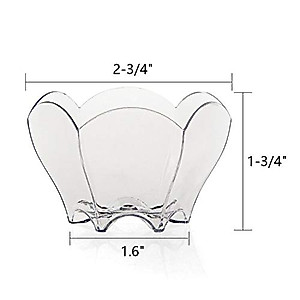 Tebery 100 Pack Mini Parfaits Dessert Cups with 100 Spoons, 2.5oz Clear Small Serving Bowl for Tasting Party Desserts Appetizers(Flower Shape)