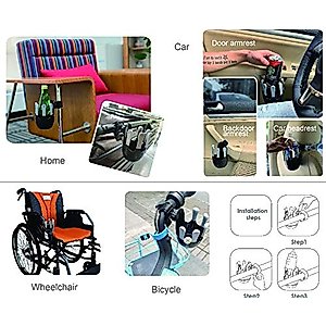 Stroller Cup Holder with Flexible Grips and Newly Designed Adjustable Straps, Universal, 360 Degrees Rotation, Multi-Functional 2020-Model
