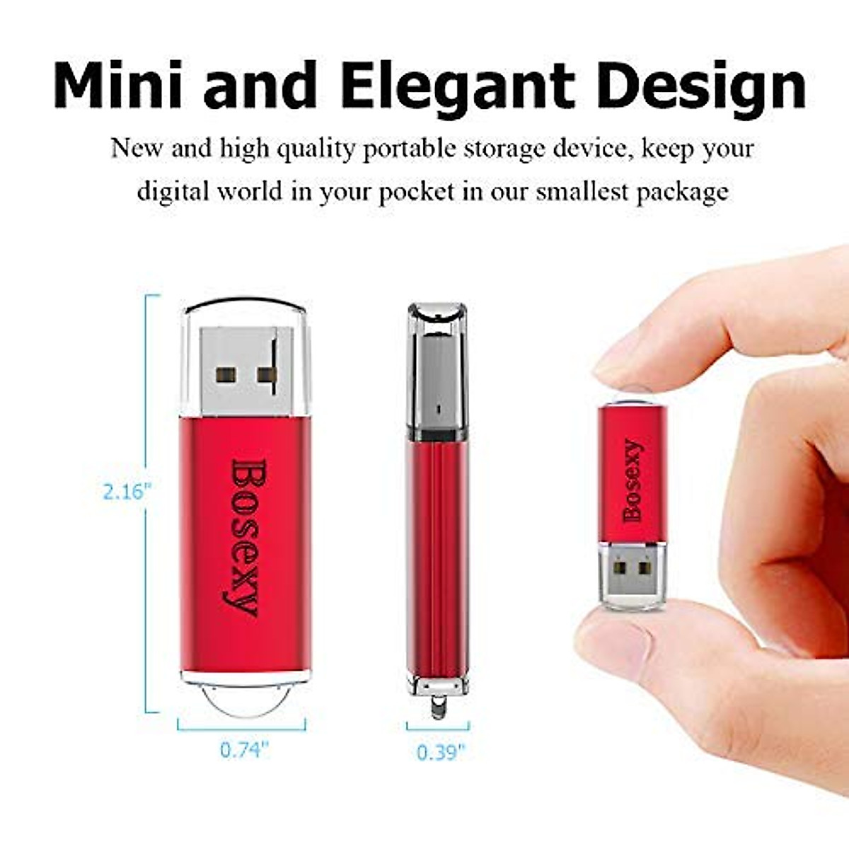 Bosexy USB Memory Sticks USB 2.0 Flash Drives Pen Drive 10 Pack (64MB, Red)