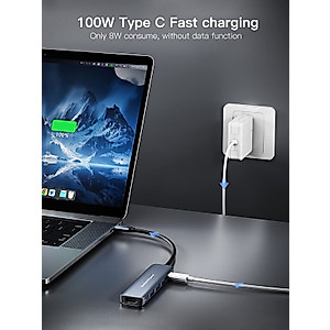 USB C HUB, DockteckExpand USB-C Multiport Adapter 5 in 1 with 4K HDMI, 100W Power Delivery, 3 USB 3.0 Data Ports for MacBook Pro/Air, iPad Pro/Air/Mini 6 and More