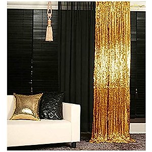Sequin Backdrop 4x10ft Shiny Gold Sequin Curtains 2 Panels Glitter Backdrop Curtains for Parties Photography Background M0511