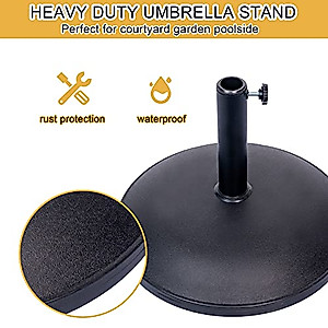 Sundale Outdoor Heavy Duty Umbrella Base, 55 LBS Plastic Shell Concrete Mobile Stand with 4 Wheels for Patio, Deck, Garden, Poolside, Black